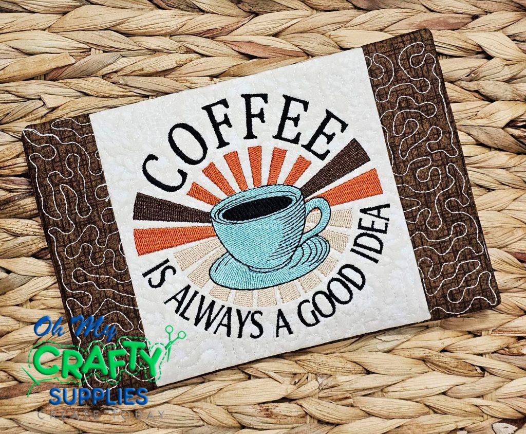 Coffee Mug Rug Embroidery Design
