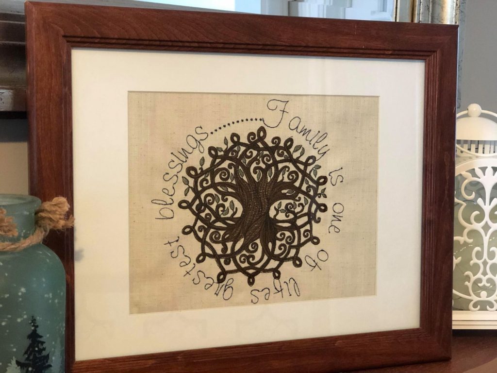 Family Blessing Tree Embroidery Design