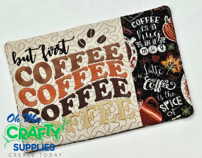 Coffee Coffee Coffee Coffee Mug Rug Embroidery Design