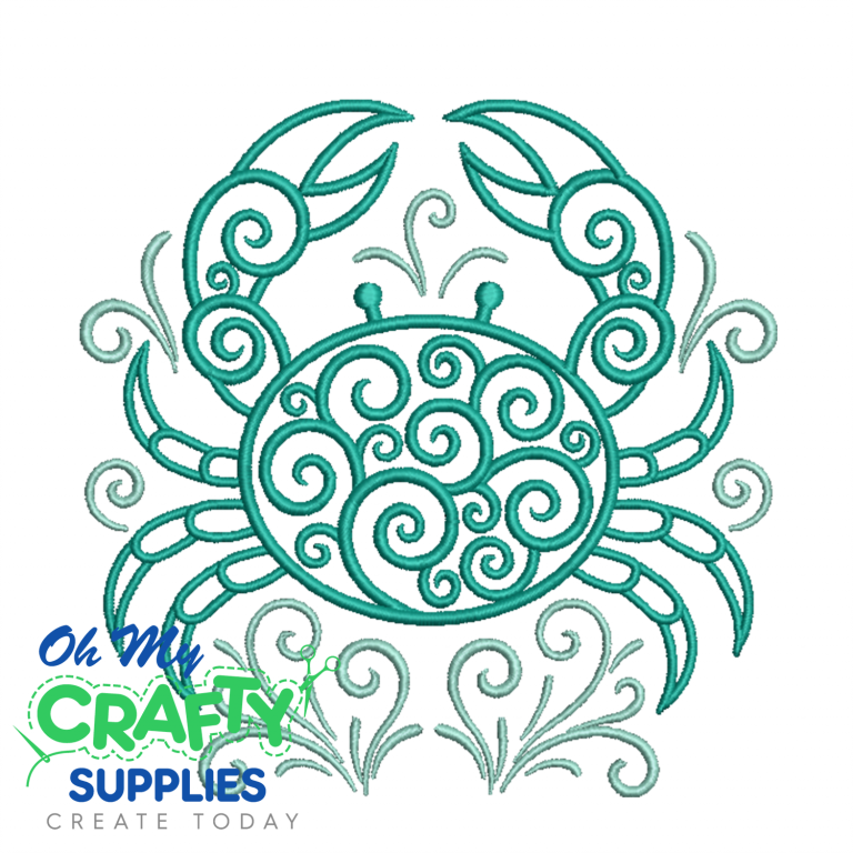 Tidal Swirl Crab Embroidery Design