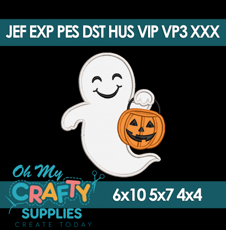 Trick or Treat Ghost Applique Embroidery Design