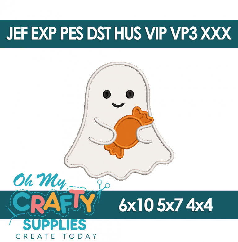 Candy Ghost Applique Embroidery Design