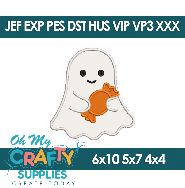 Candy Ghost Applique Embroidery Design