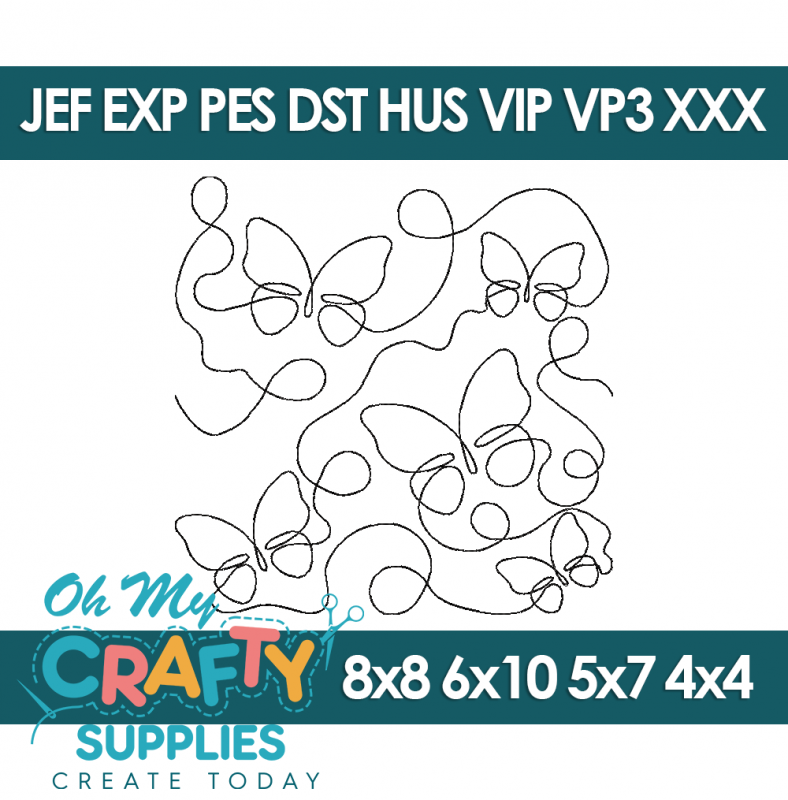 Butterfly Edge Embroidery Design - Instant Download