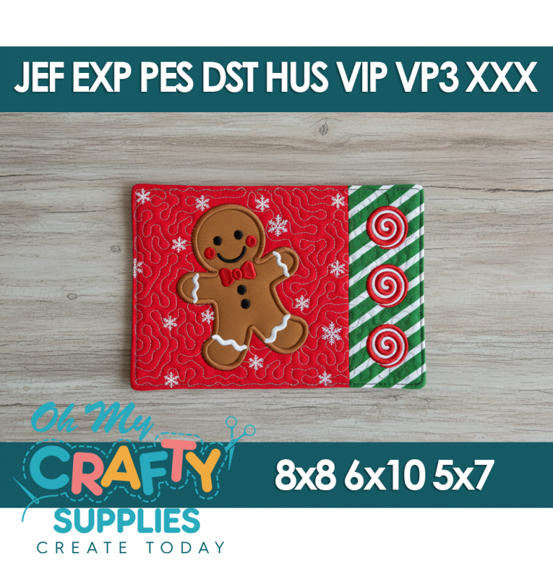 ITH Gingerbread Man Mug Rug Design