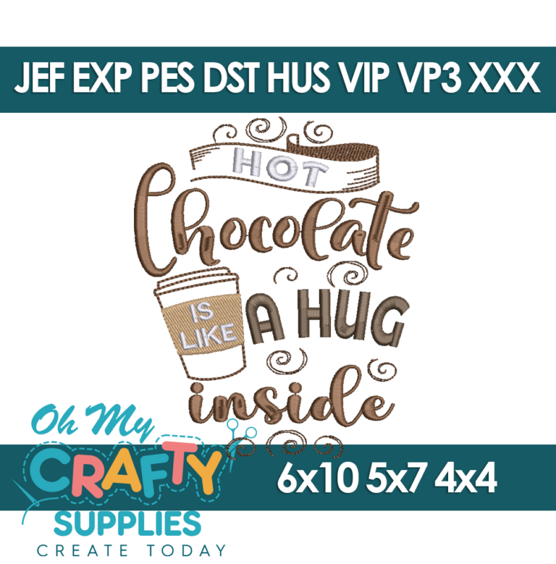 Hot Chocolate Hug Embroidery Design