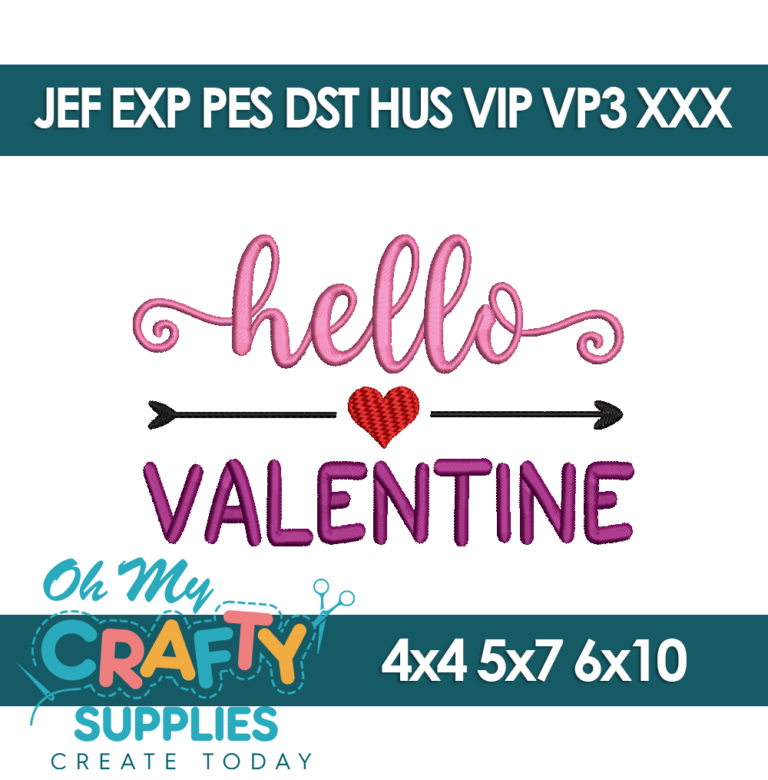 Hello Valentine Embroidery Design