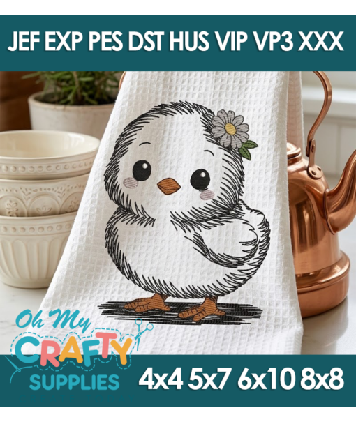 Sketch Chick Embroidery Design - Digital Download